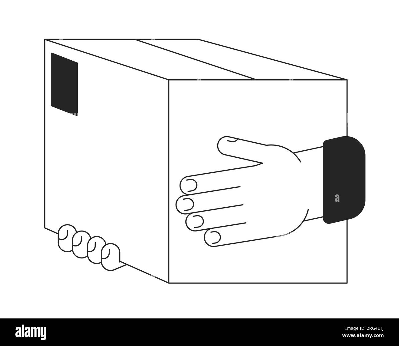 Hand holding paper box bw concept vector spot illustration Stock Vector ...