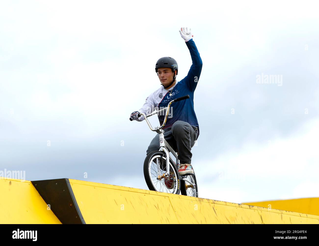 USA's Jacob Thiem competes in heat 2 of the Men's Elite BMX Freestyle ...