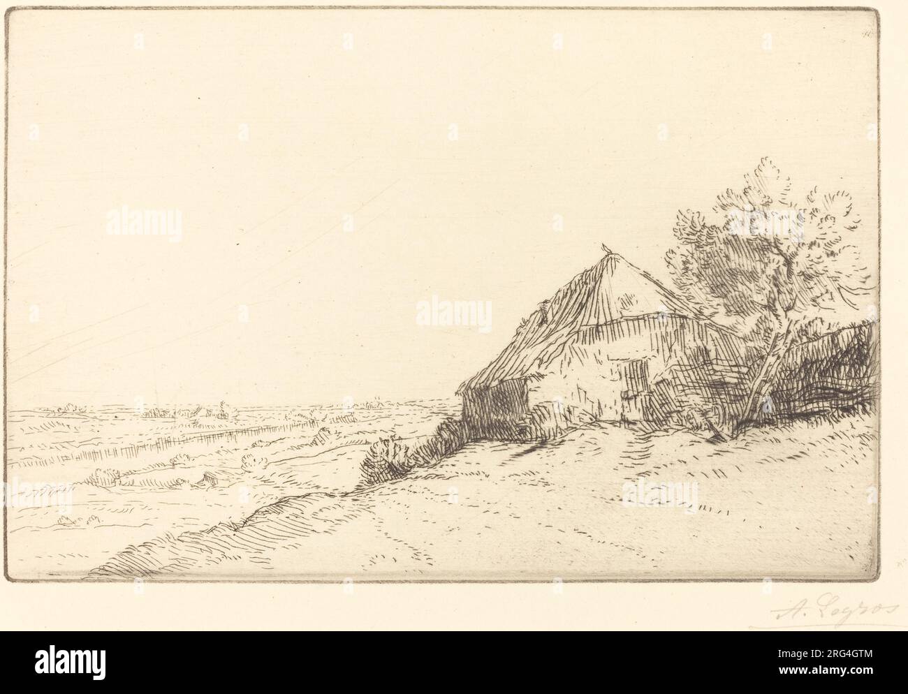 Hovel on a Hillside (Masure sur la colline) by Alphonse Legros Stock ...