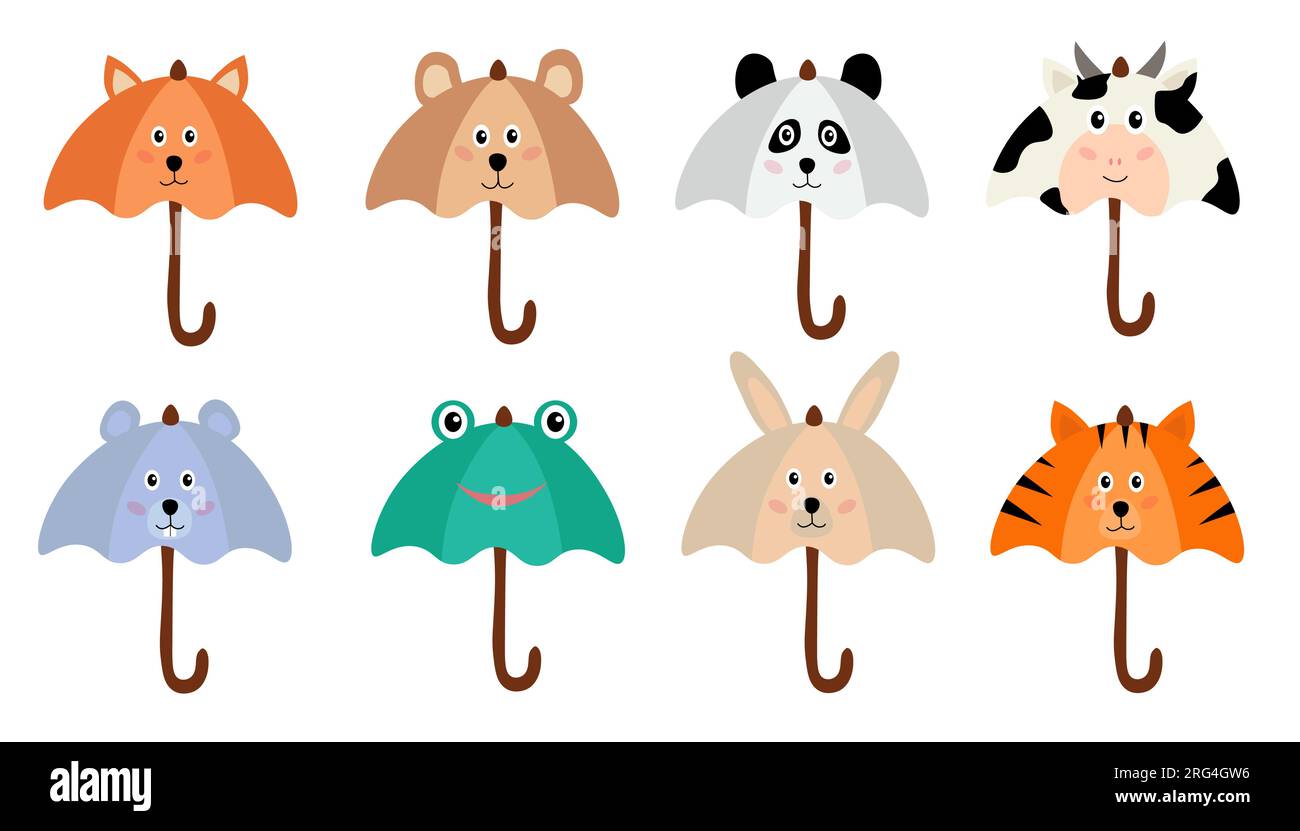 Collection of animalistic umbrellas. Pictures for children. Accessories ...