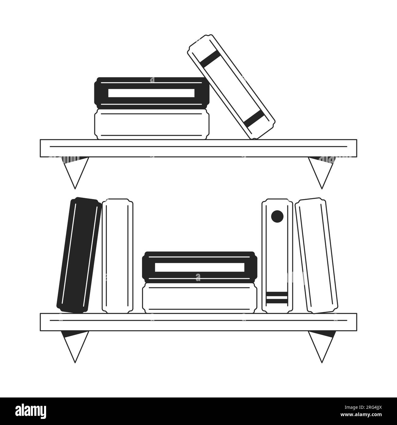 Studying bookshelves flat monochrome isolated vector object Stock ...