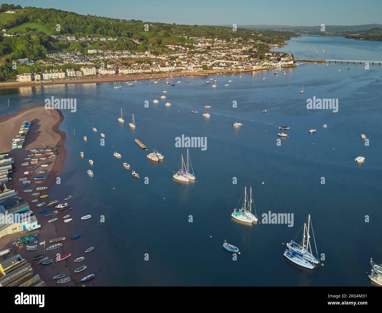 A view over the mouth of the River Teign, showing the river mouth ...