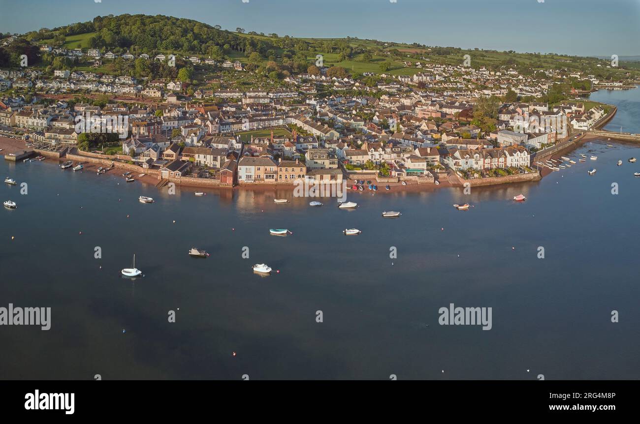 An aerial view of Shaldon and its harbour in the estuary of the River ...