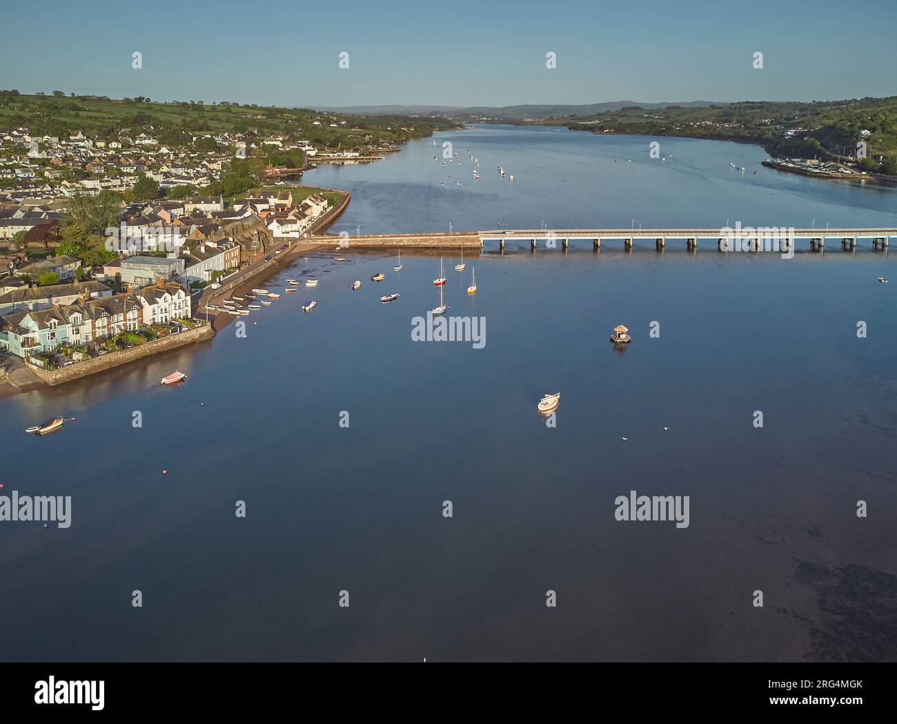 A view upriver along the estuary of the River Teign, showing Shaldon ...