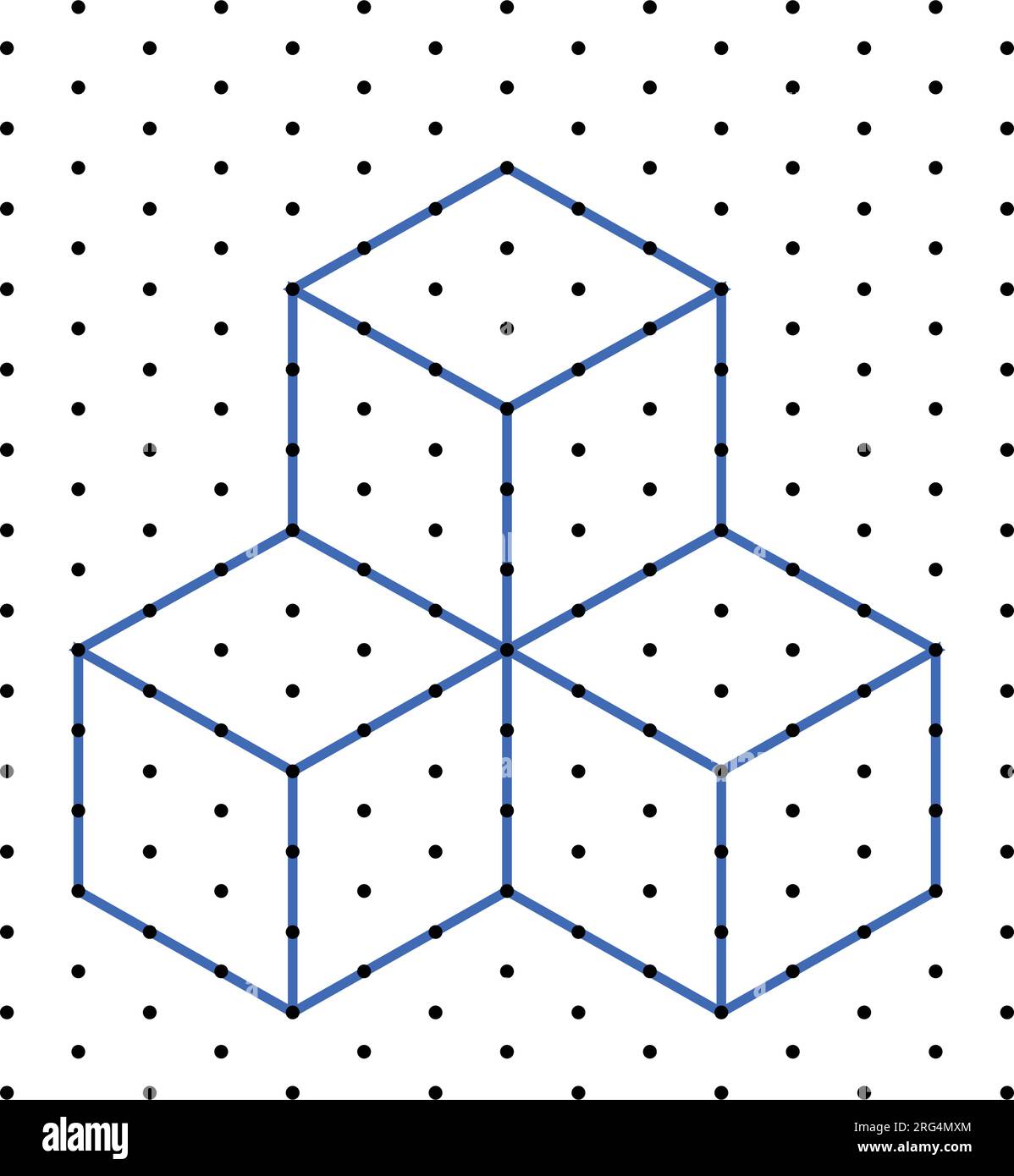 3d Isometric Cubes For Each Shape Using The Dotted Lines On A Dots Grid The Line Drawing Is On