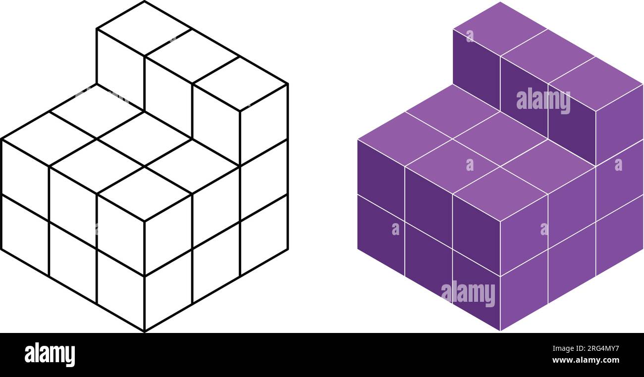 3d Isometric Cubes For Each Shape Using The Dotted Lines On A Dots Grid The Line Drawing Is On