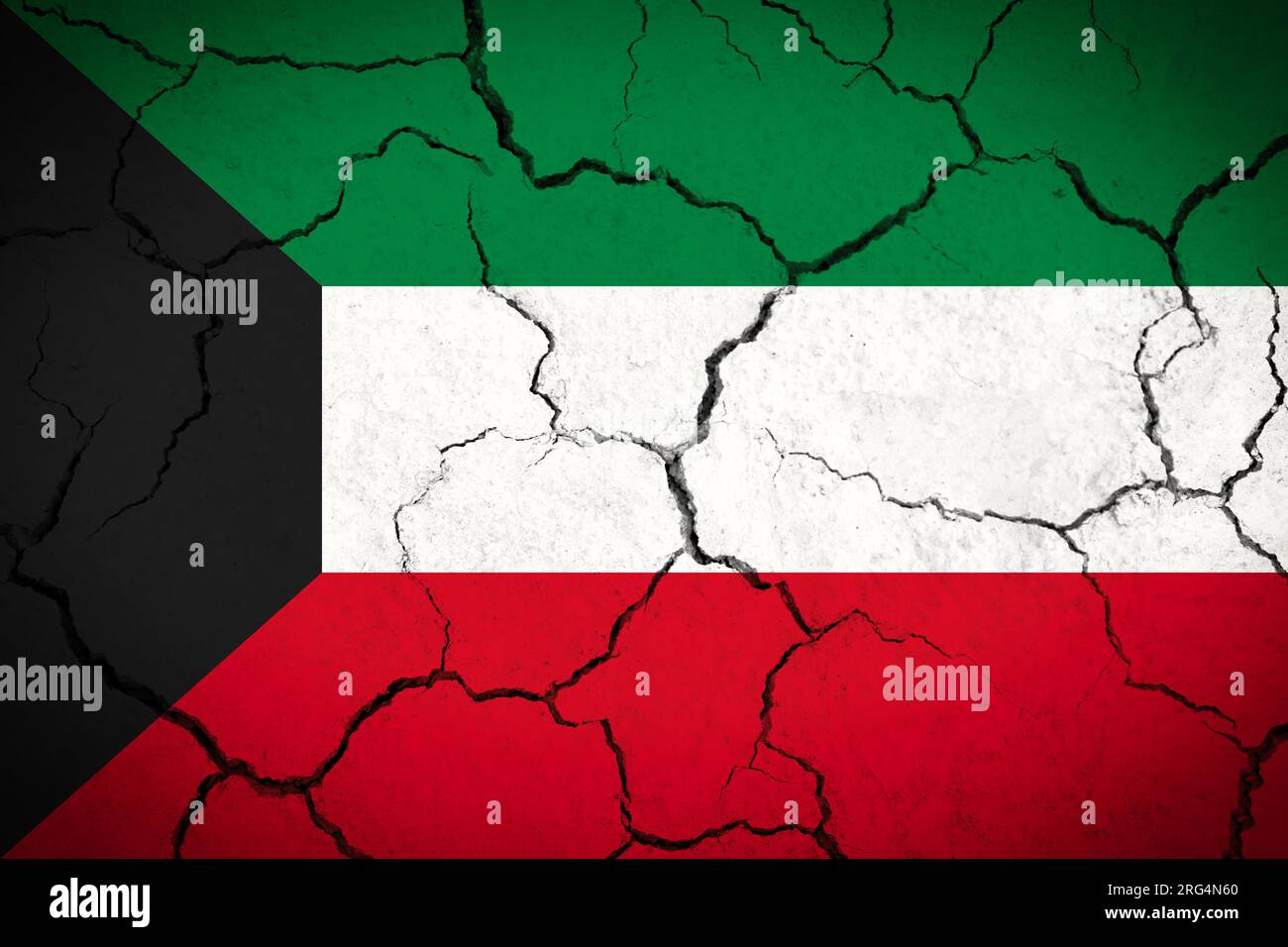 Kuwait - cracked country flag Stock Photo - Alamy