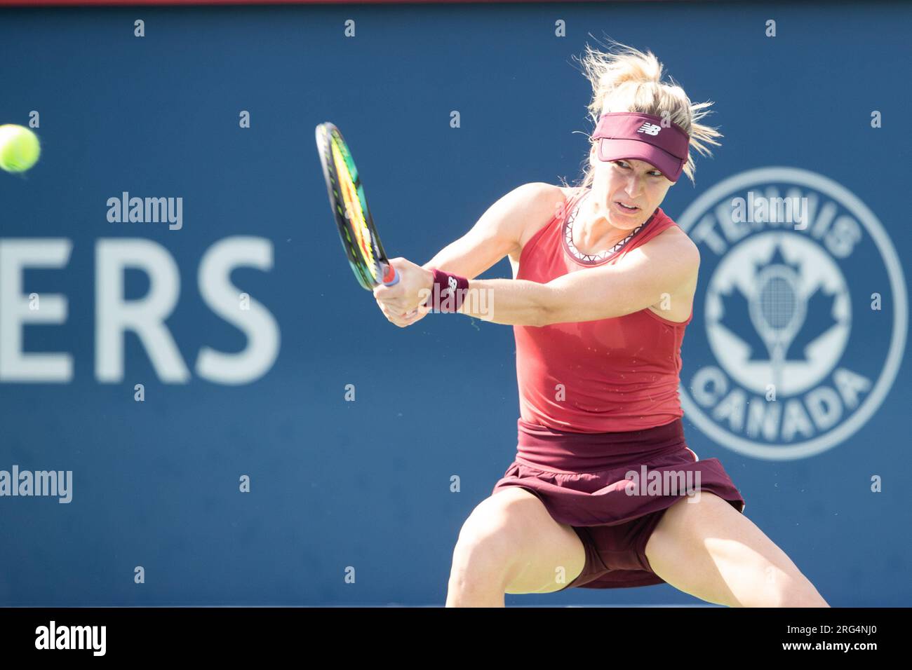 Montreal, Canada. 05th Aug, 2023. August 05, 2023: Eugenie Bouchard of Canada returns a serve ...