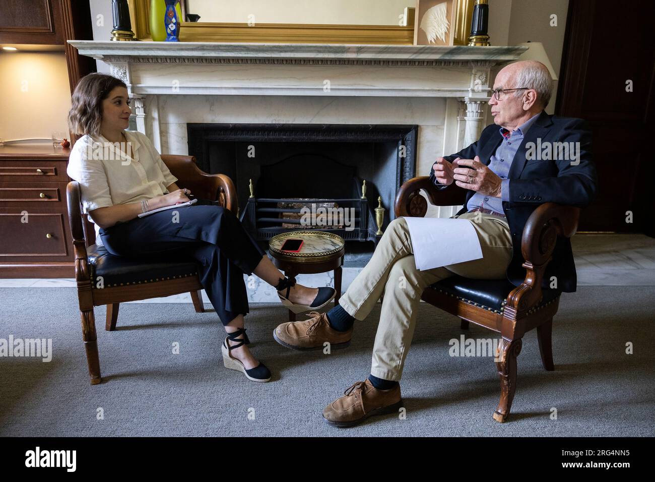 POLITICO reporter Daniella Diaz conducts an interview with Sen. Peter ...