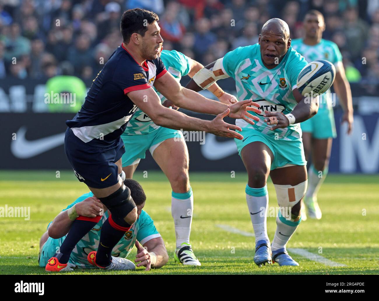Argentina’s Los Pumas Guido Petti delivers the ball next and South ...