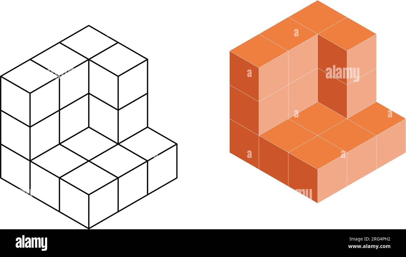 3d Isometric Cubes For Each Shape Using The Dotted Lines On A Dots Grid The Line Drawing Is On
