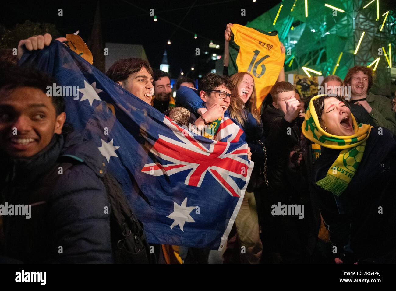 Melbourne, Australia, 7th August 2023. Fans react to the Australian 2-0 ...