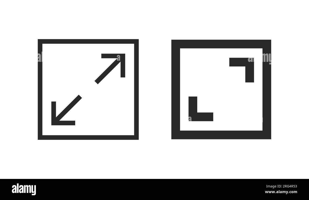 Fullscreen pictogram arrow size icon. Full screen bigger extend video ...