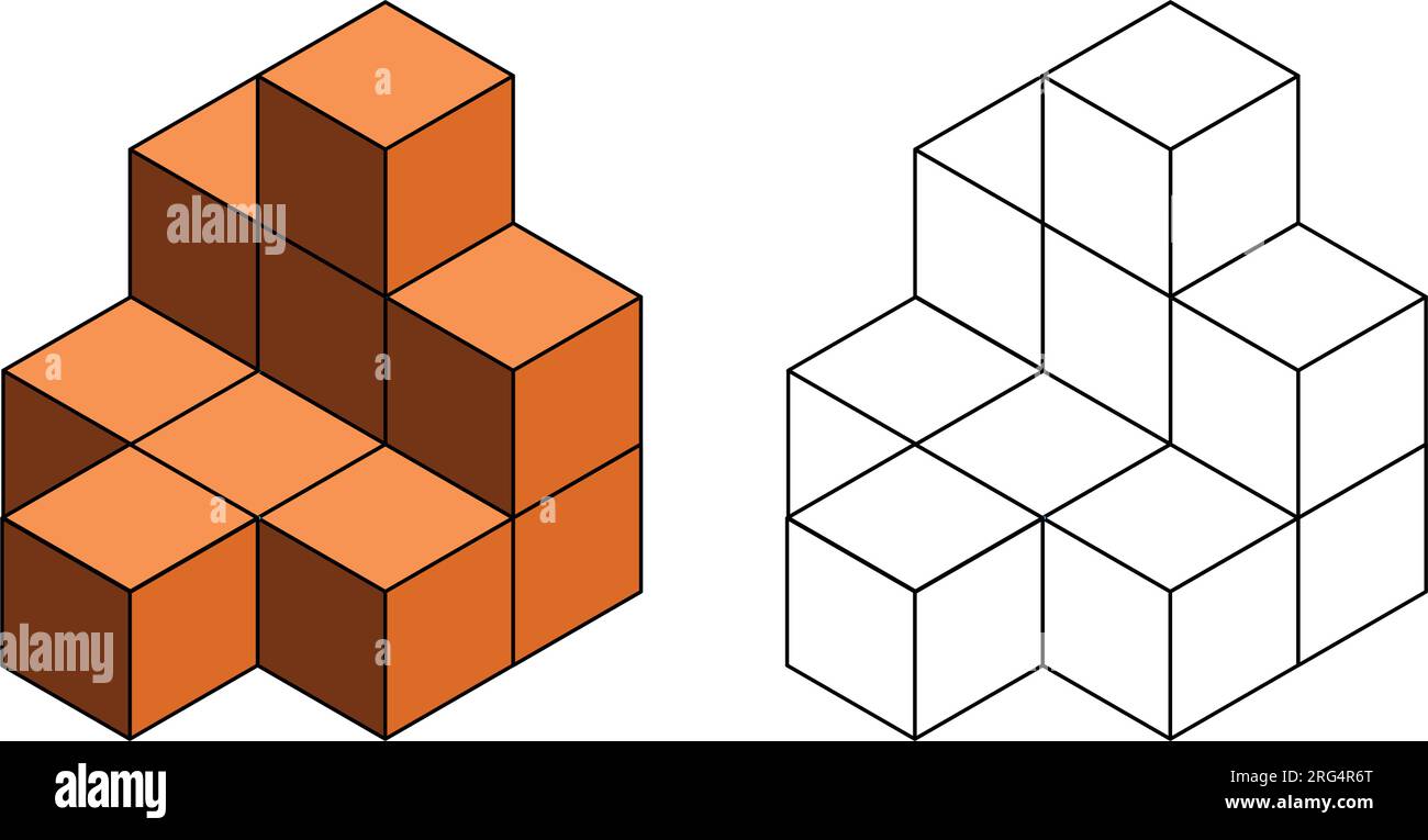 3d Isometric Cubes For Each Shape Using The Dotted Lines On A Dots Grid The Line Drawing Is On
