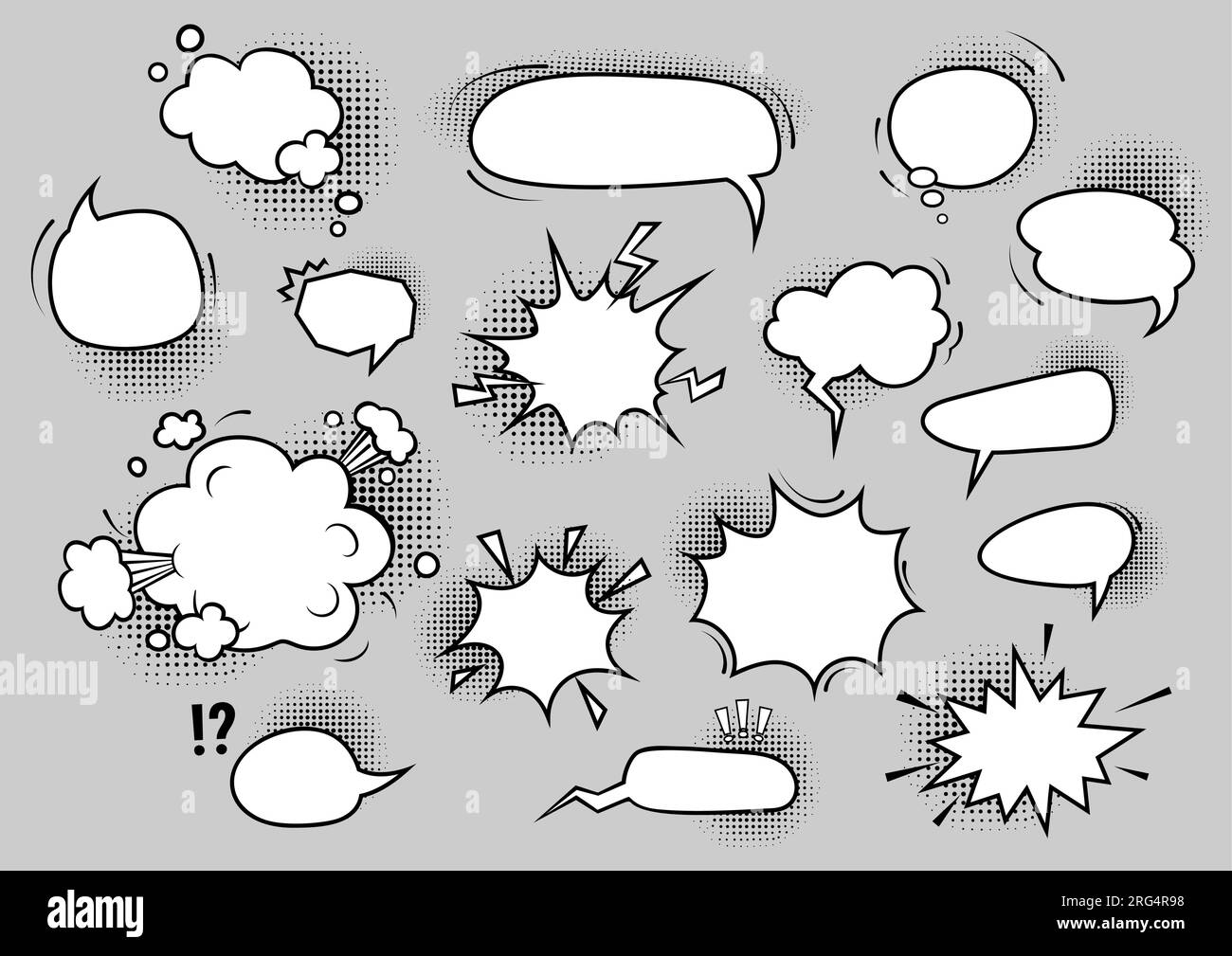 Set speech bubbles pow Black and White Stock Photos & Images - Alamy