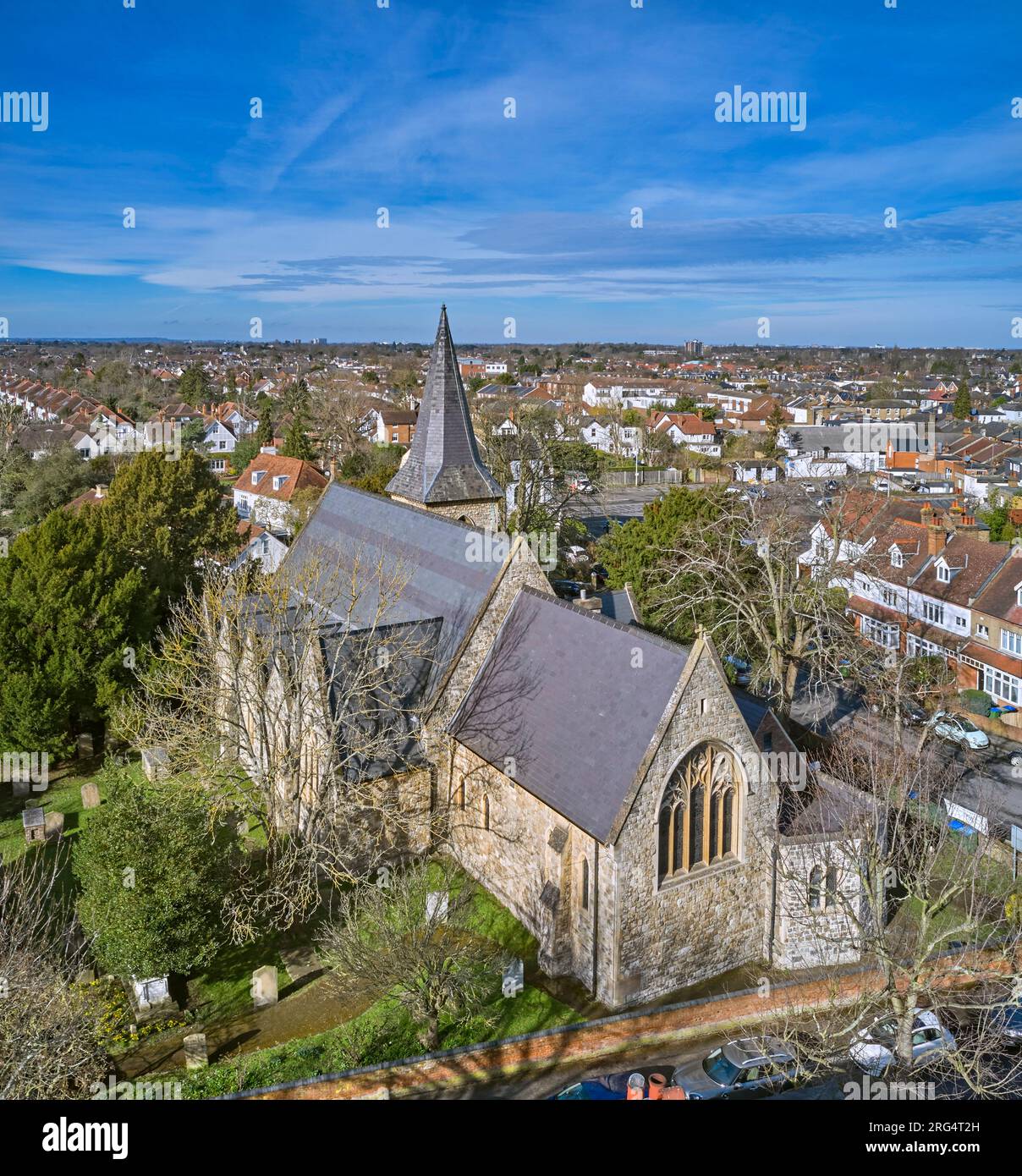 St Mary's Church and churchyard. East Molesey, Surrey, UK Stock Photo ...