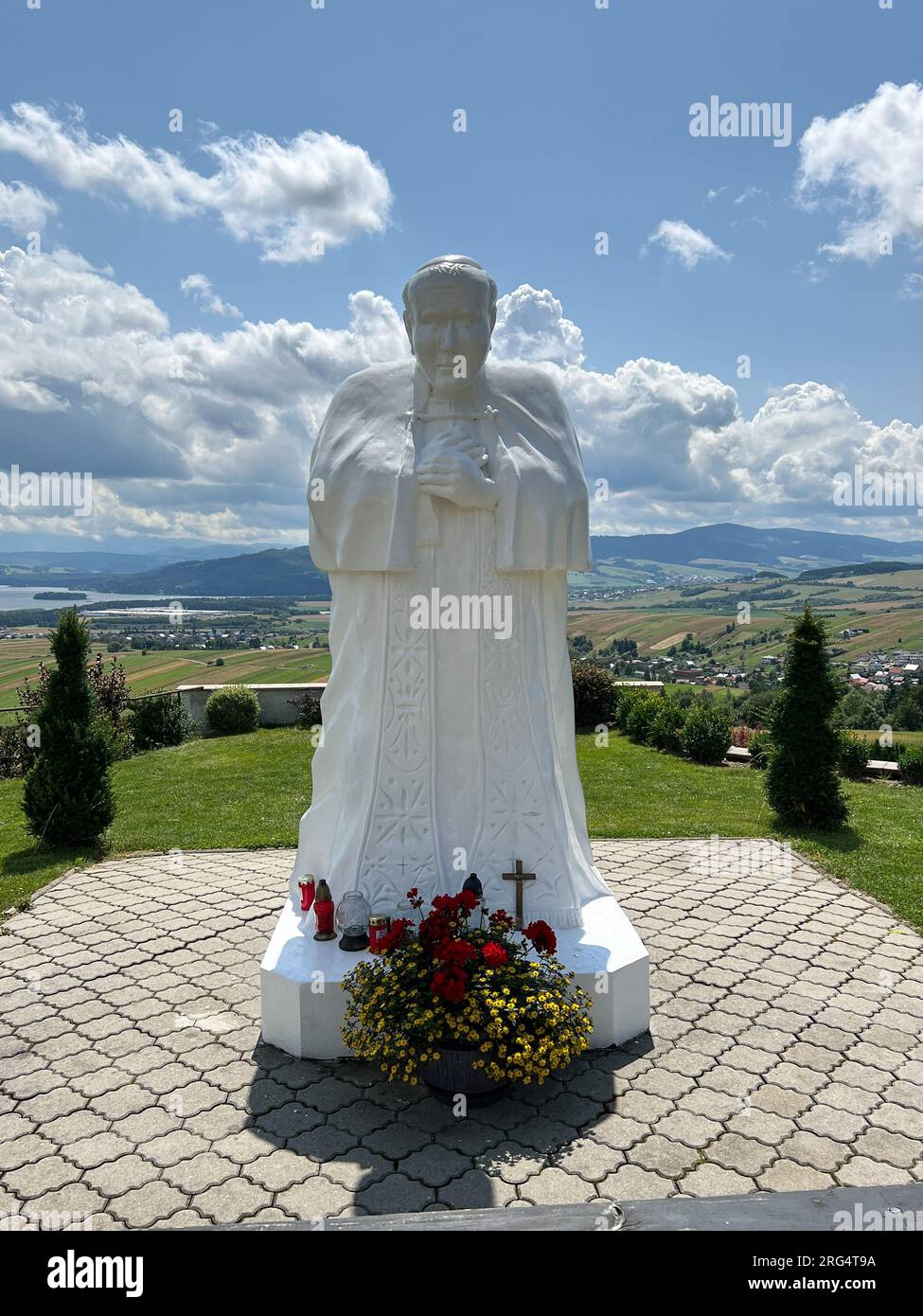 View of the statue of Jesus Christ Rio de Klin in the village of Klin ...