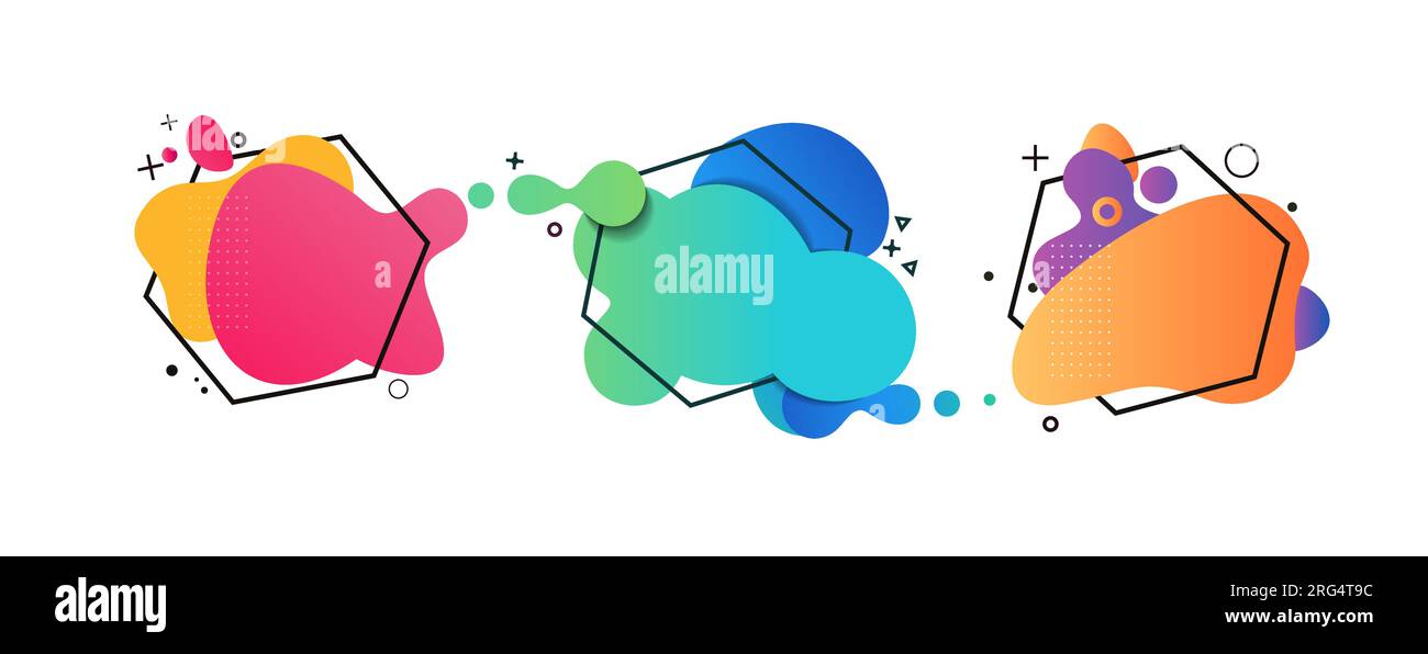 Abstract flux shape set. Pink, yellow, blue Stock Vector Image & Art ...