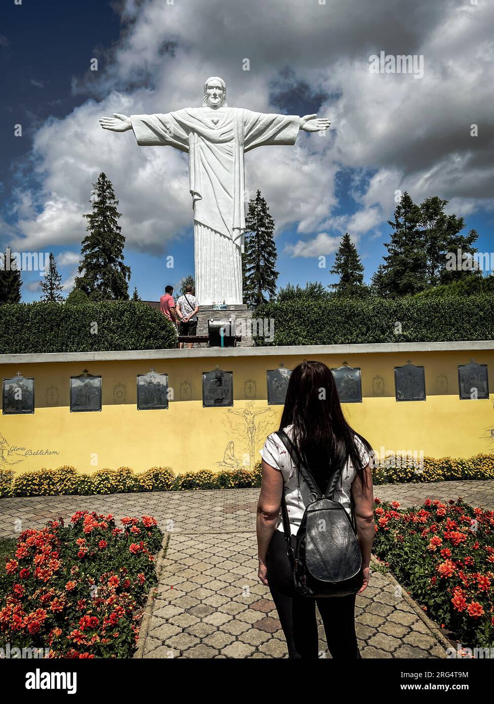 View of the statue of Jesus Christ Rio de Klin in the village of Klin ...