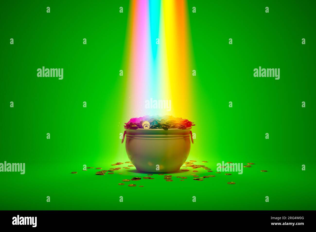 The magical rainbow that leads to the pot of gold. A cauldron is full ...