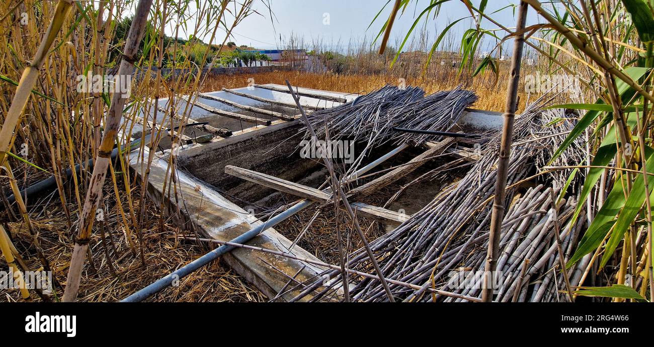 Water management, rain water reservoir, Syros island, Greece, Southern ...