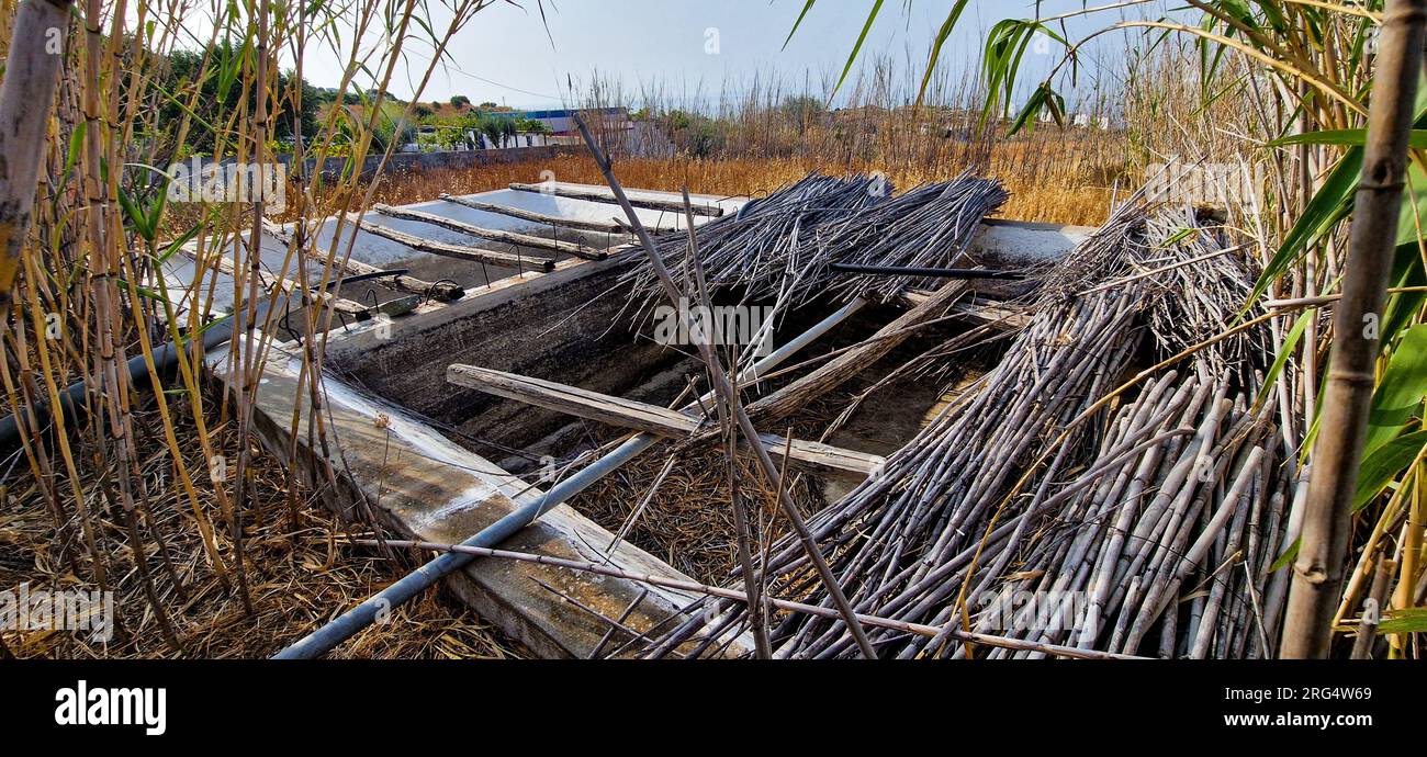 Water management, rain water reservoir, Syros island, Greece, Southern ...