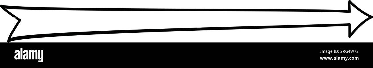 Black straight long arrow in hand drawn style. Arrow shape element ...