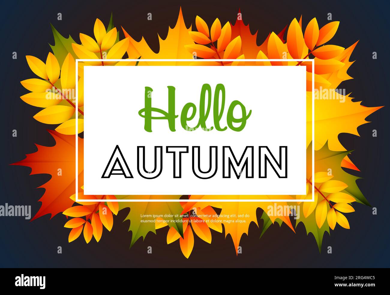 Hello autumn dark blue poster design with text sample Stock Vector ...