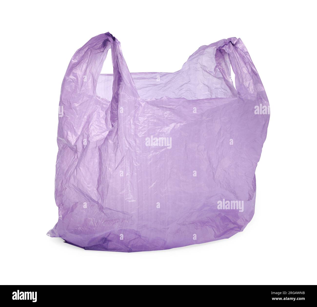 One purple plastic bag isolated on white Stock Photo - Alamy