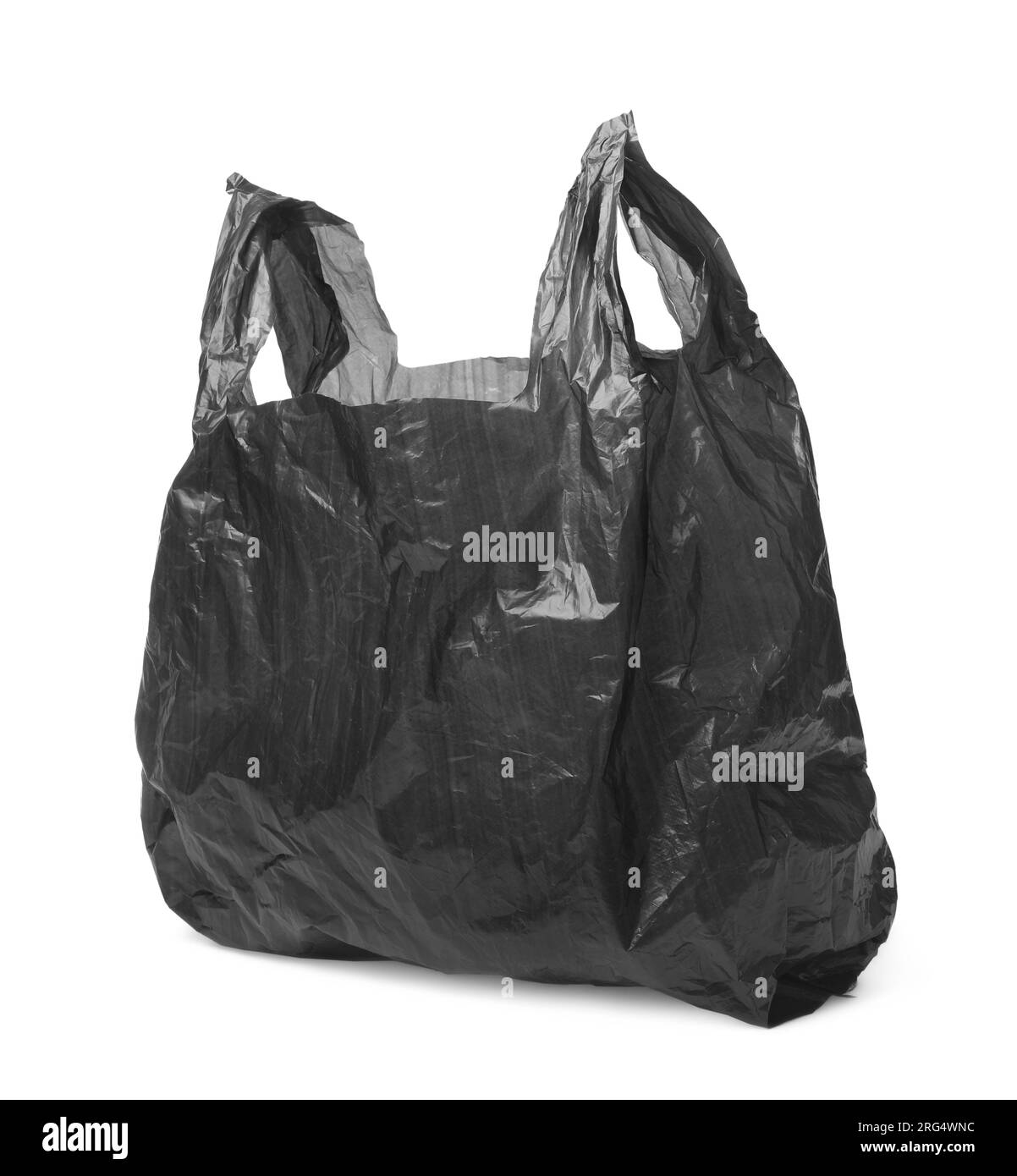 One black plastic bag isolated on white Stock Photo - Alamy