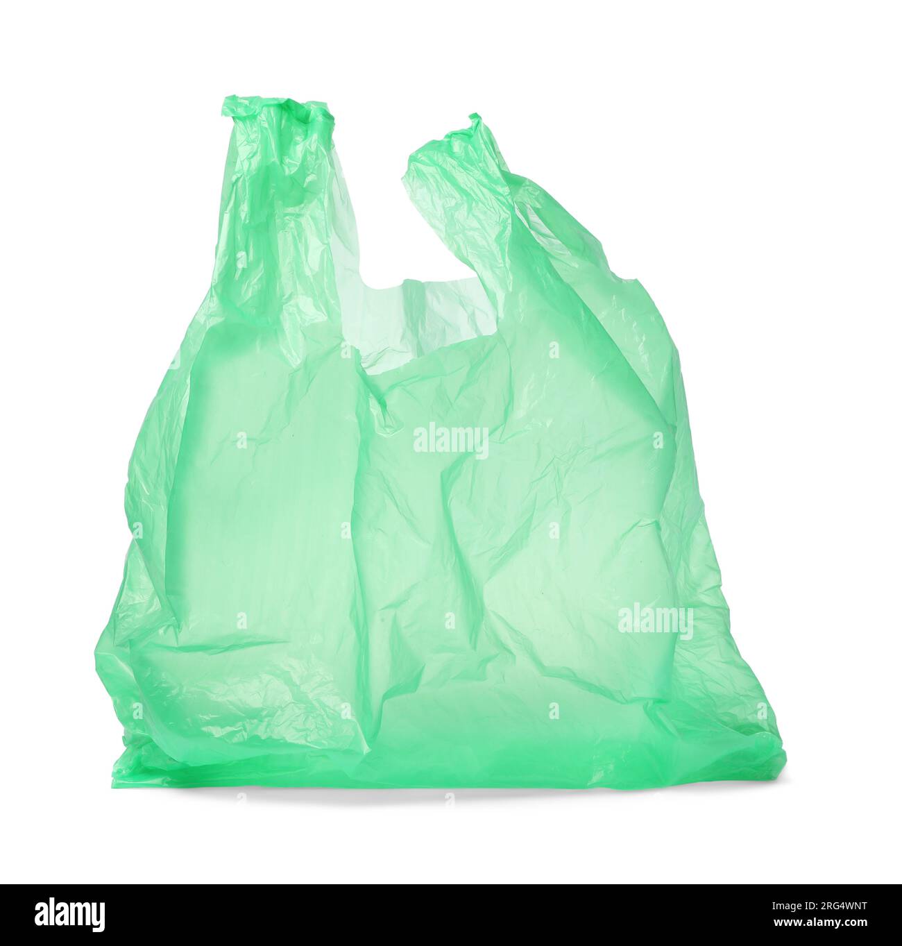One green plastic bag isolated on white Stock Photo - Alamy