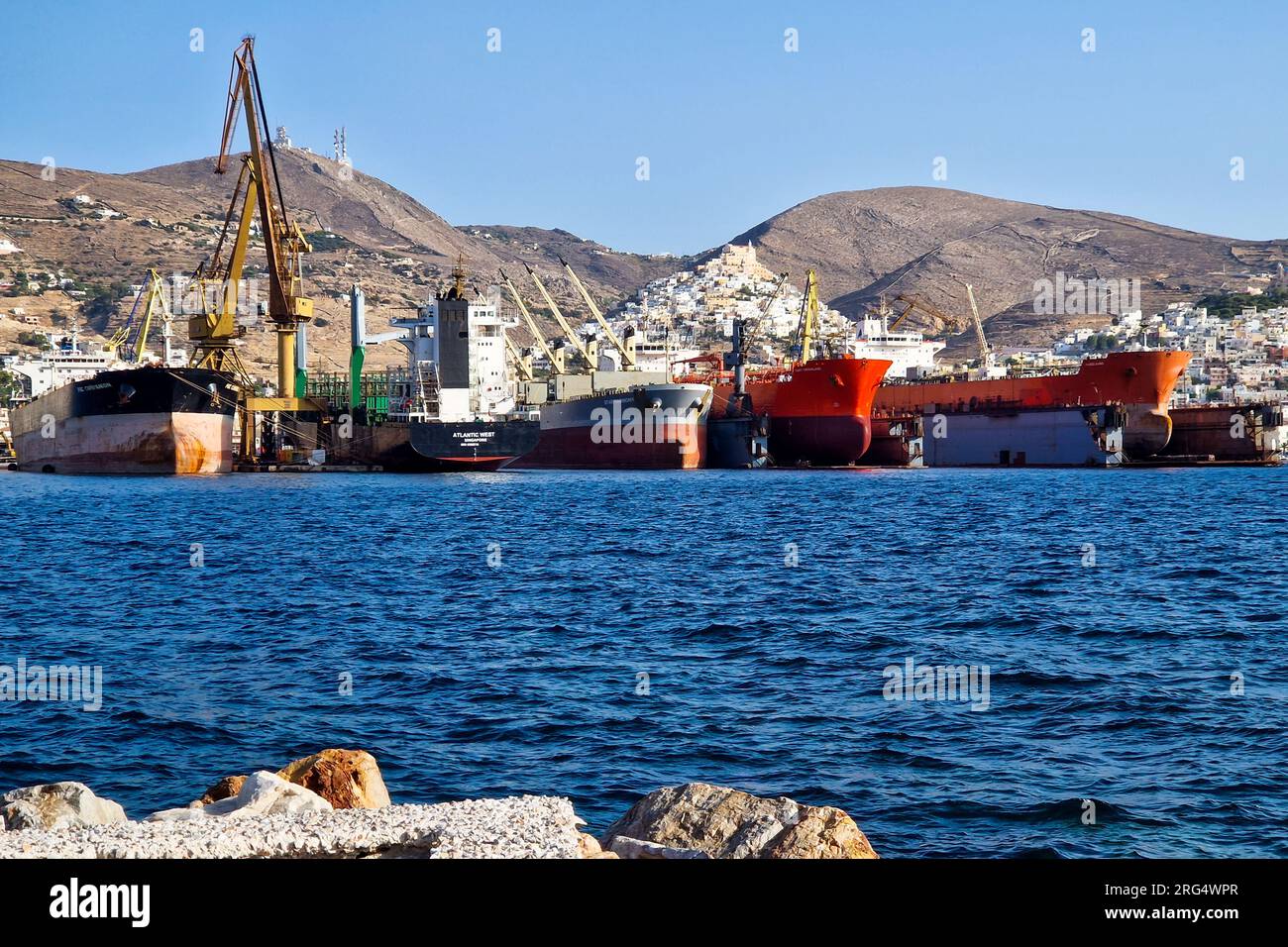 ONEX Syros shipyard, Ermopouli, Syros island, Greece, Southern Europe ...