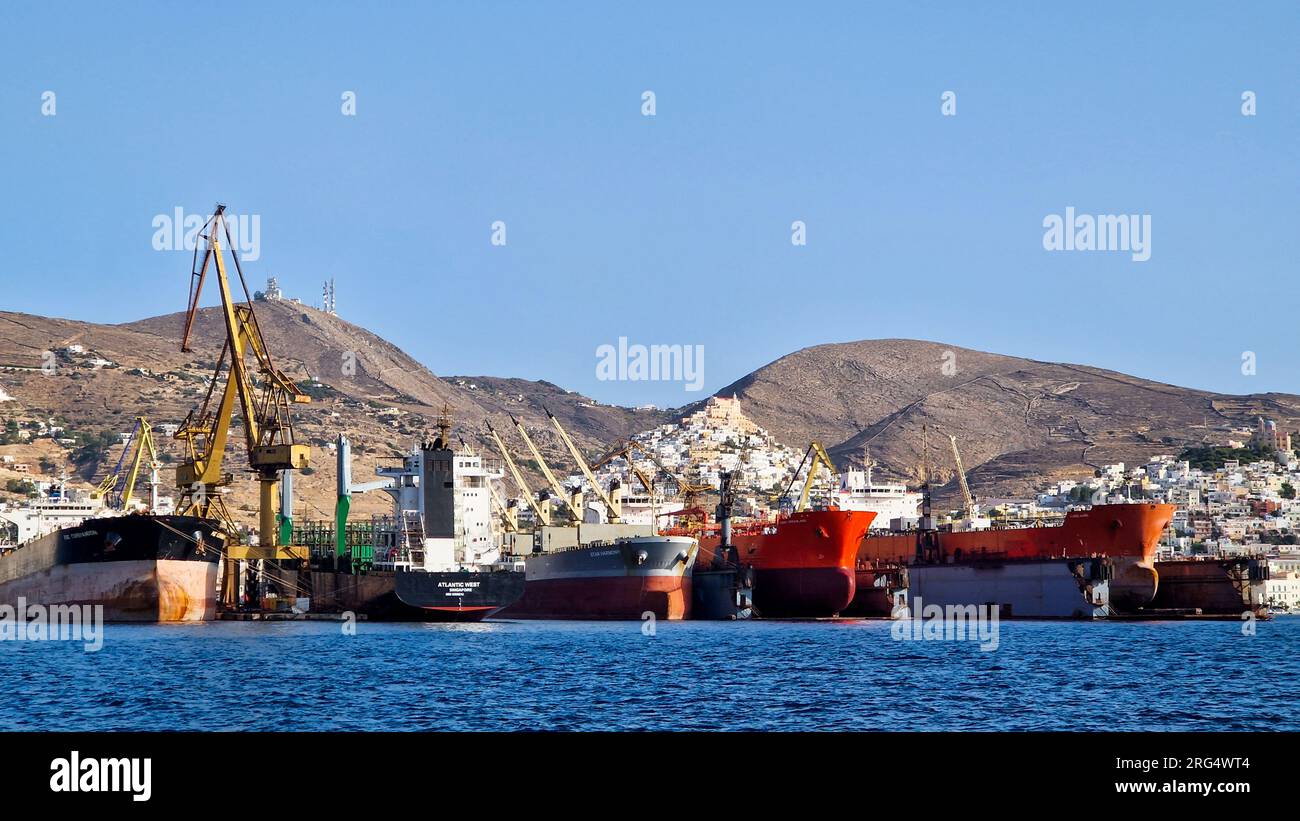 ONEX Syros shipyard, Ermopouli, Syros island, Greece, Southern Europe ...