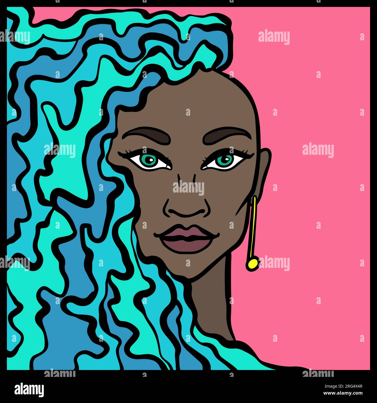 Blue Hair Girl Portrait On Pink Background Stock Vector Image And Art Alamy
