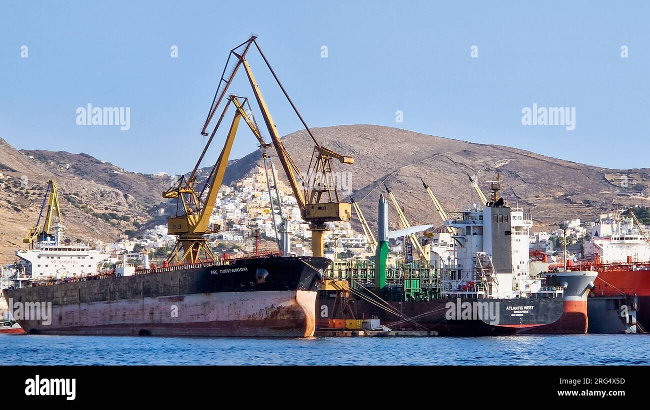 ONEX Syros shipyard, Ermopouli, Syros island, Greece, Southern Europe ...