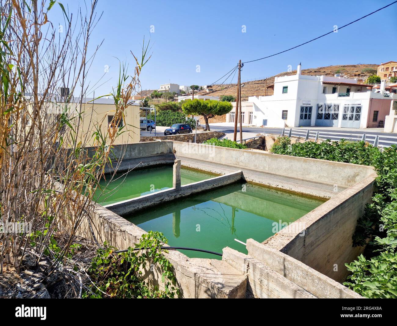 Water management, rain water reservoir, Syros island, Greece, Southern ...