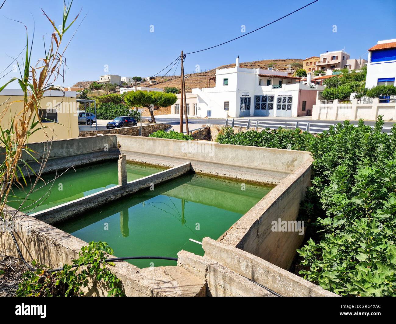 Water management, rain water reservoir, Syros island, Greece, Southern ...