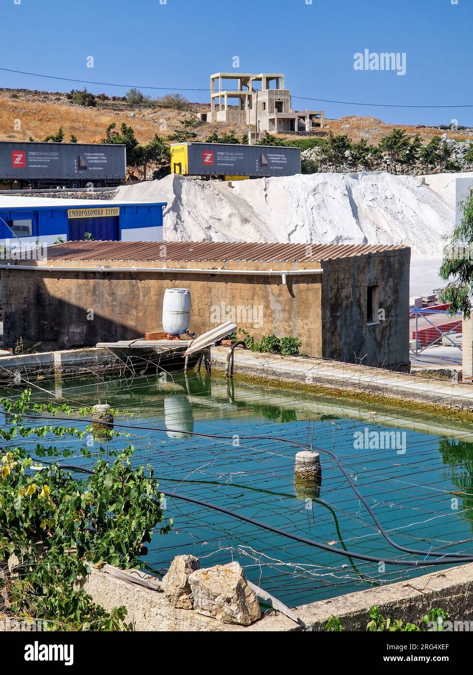 Water management, rain water reservoir, Syros island, Greece, Southern ...