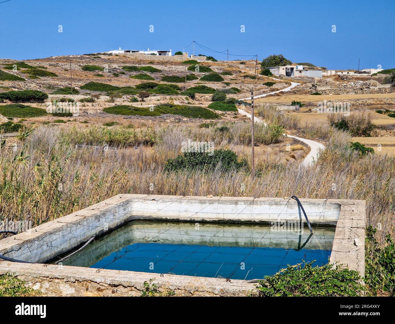 Water management, rain water reservoir, Syros island, Greece, Southern ...