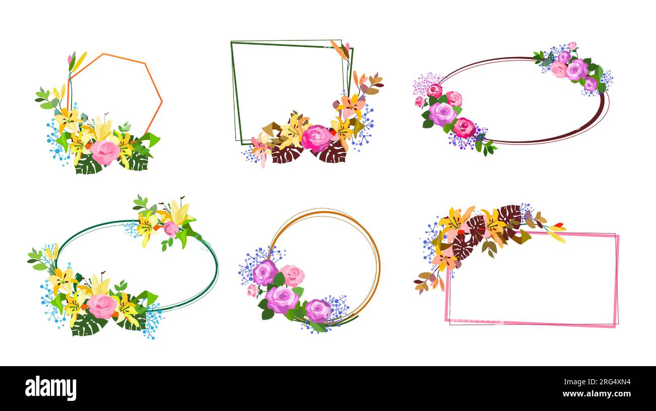Flower frame set Stock Vector Image & Art - Alamy