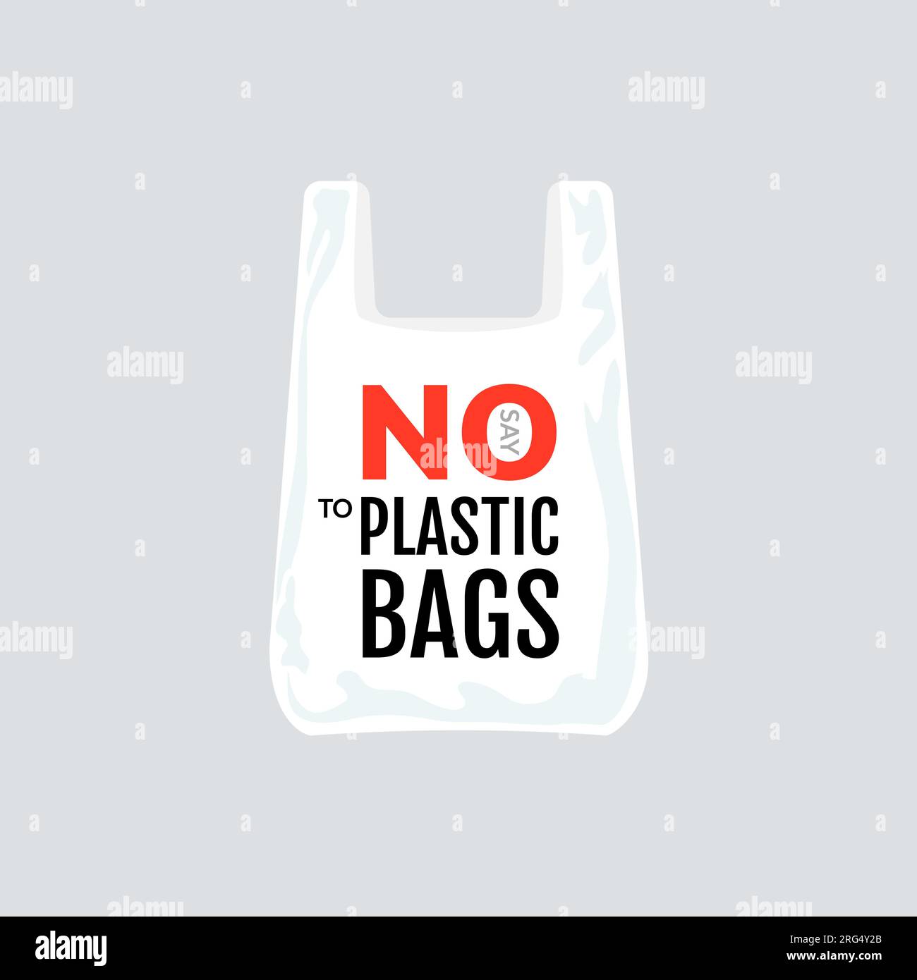No plastic bags sign concept illustration. Stop pollution eco symbol ...