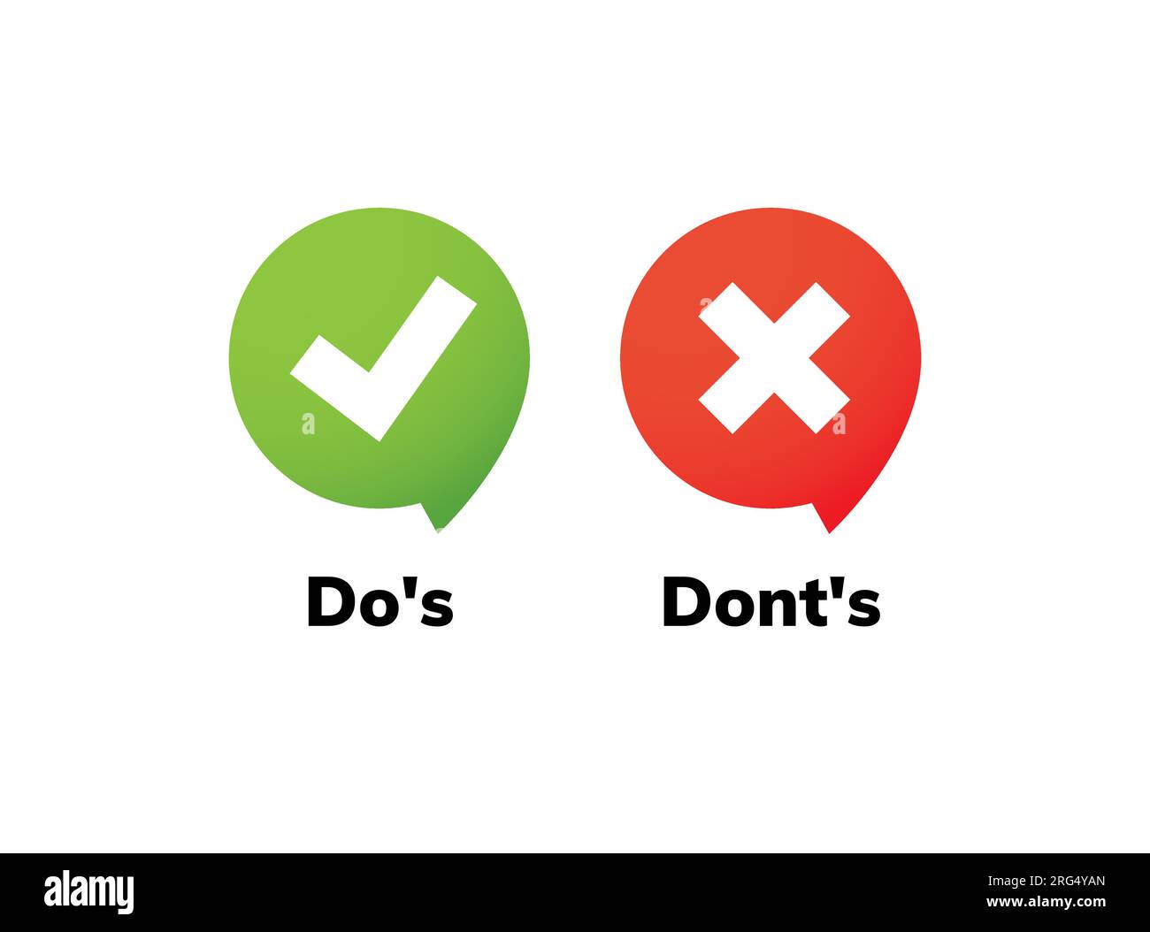 Dos and dont good and bad icon check. Negative positive list, true ...