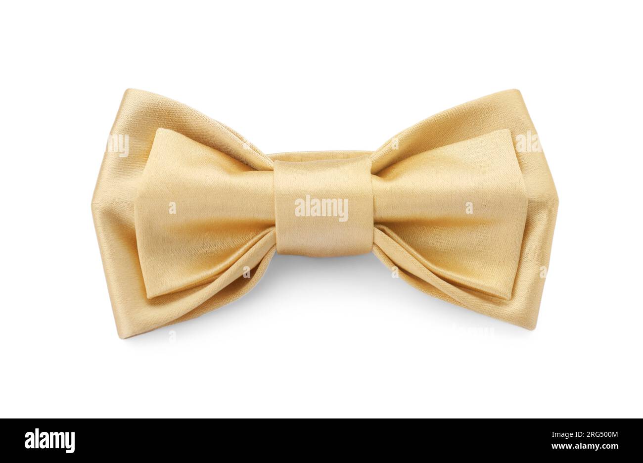 Stylish beige bow tie on white background Stock Photo - Alamy