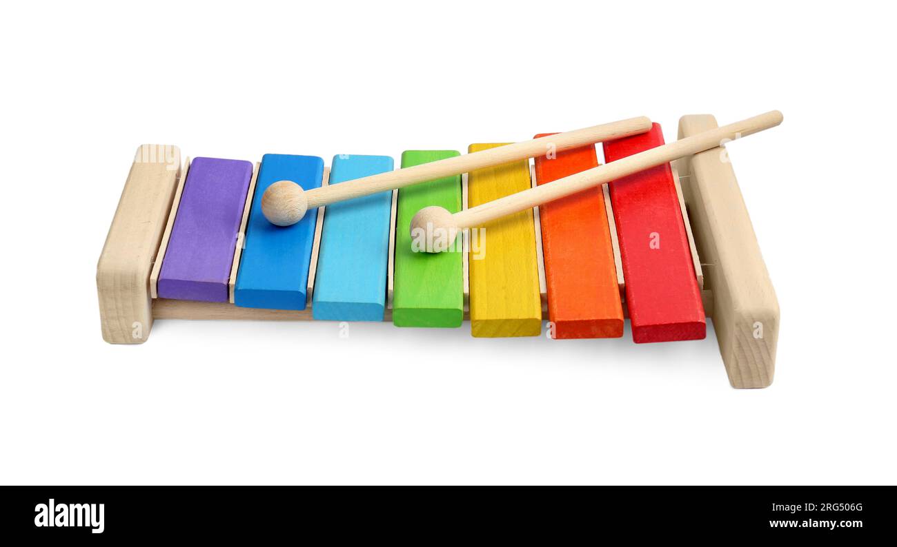 Colorful xylophone isolated on white. Children's toy Stock Photo - Alamy