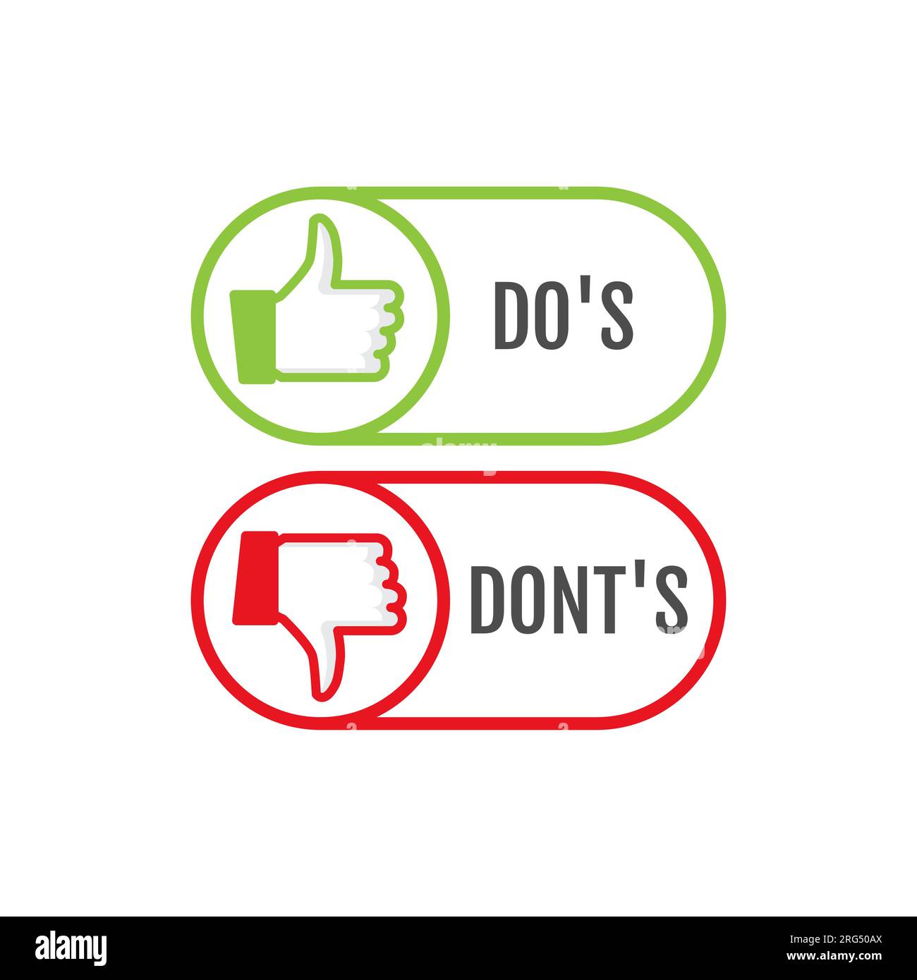 Dos and dont good and bad icon check. Negative positive list, true wrong like anf fail logo ...