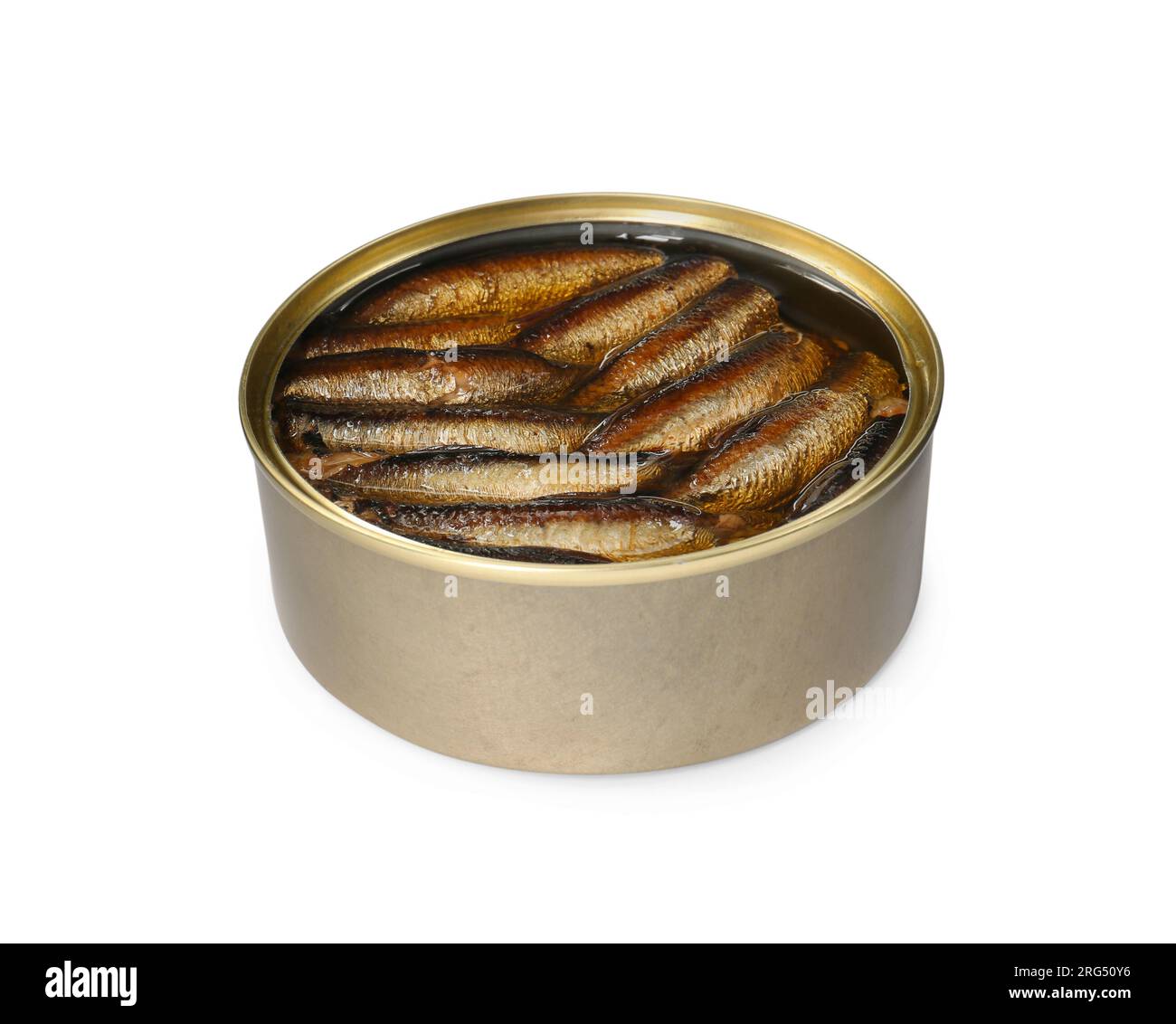 One tin can of sprats isolated on white Stock Photo - Alamy