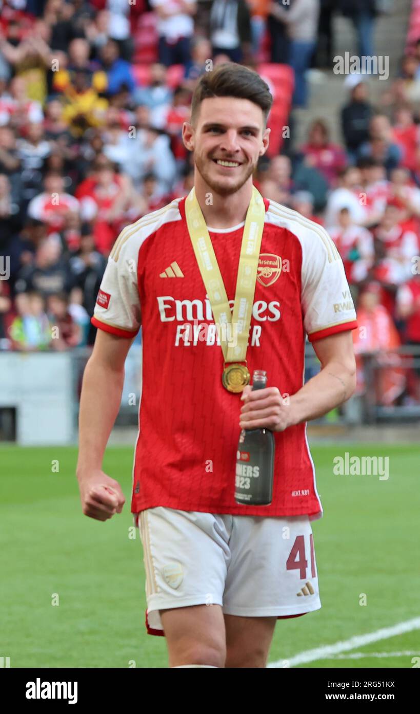 Declin Rice of Arsenal with his Medalduring THE FA COMMUNITY SHIELD ...