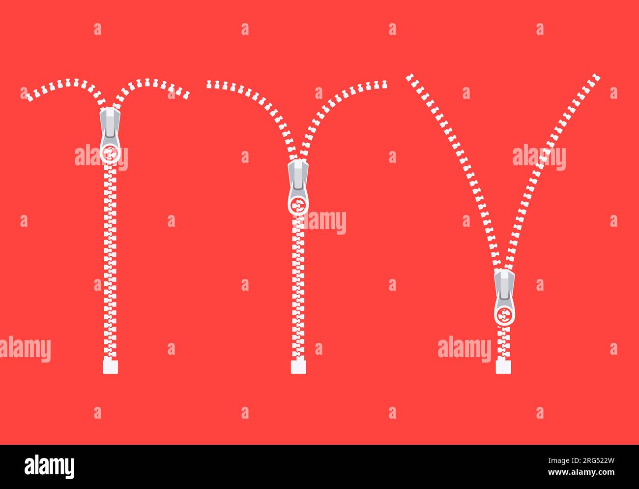 Open zipper teeth metal fastener isolated illustration. Unzip sewing black lock plastic zip ...