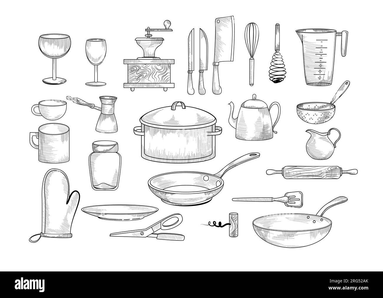 Kitchenware sketch hi-res stock photography and images - Alamy