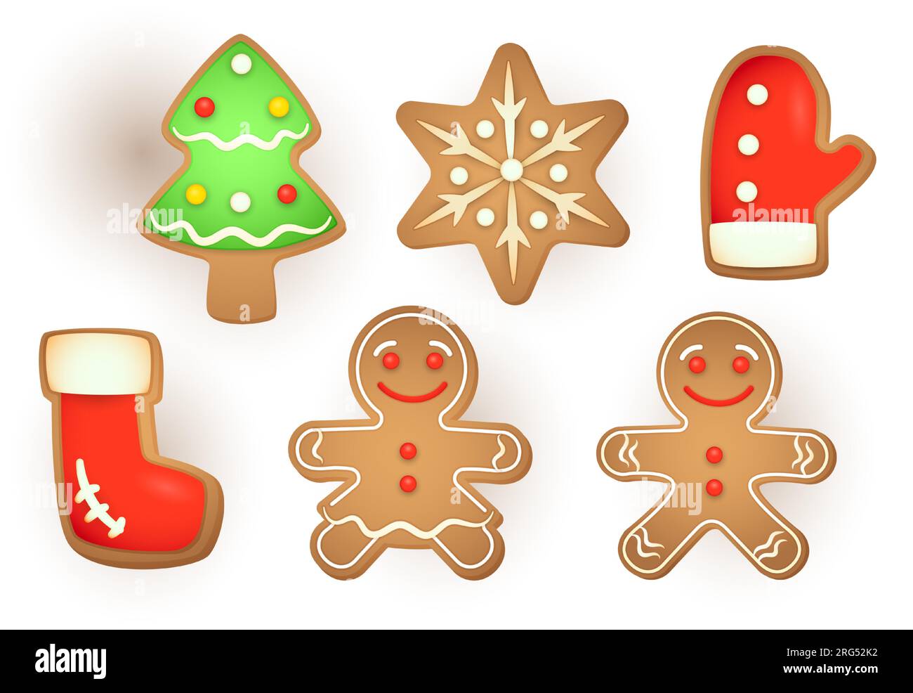 Set of Christmas gingerbread cartoon illustration Stock Vector Image ...